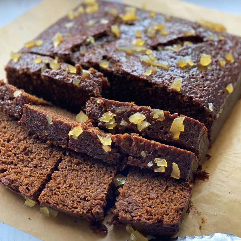 Sticky Ginger Treacle Cake With Stem Ginger - Tasty Bakes Kitchen