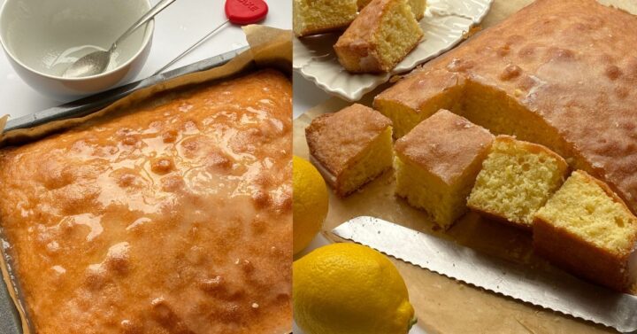 Quick and Easy Lemon Drizzle Traybake - Tasty Bakes Kitchen
